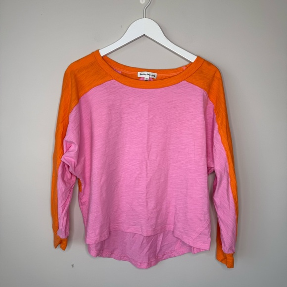 Sunday Morning | Tops | Sunday Morning Pink And Orange Long Sleeve Top ...